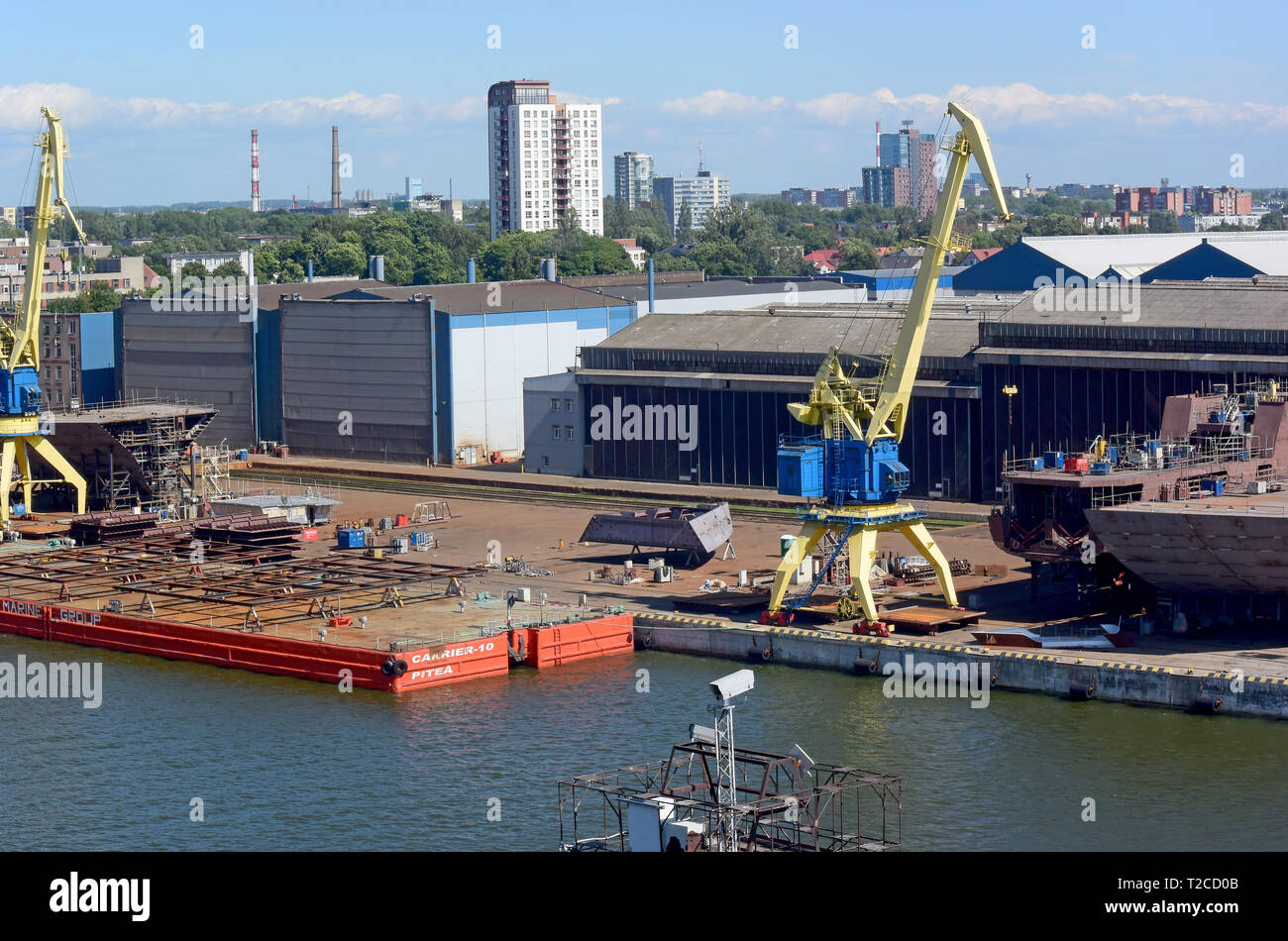 07 July 2018, Lithuania, Klaipeda: Dock and shipyard facilities in the ...