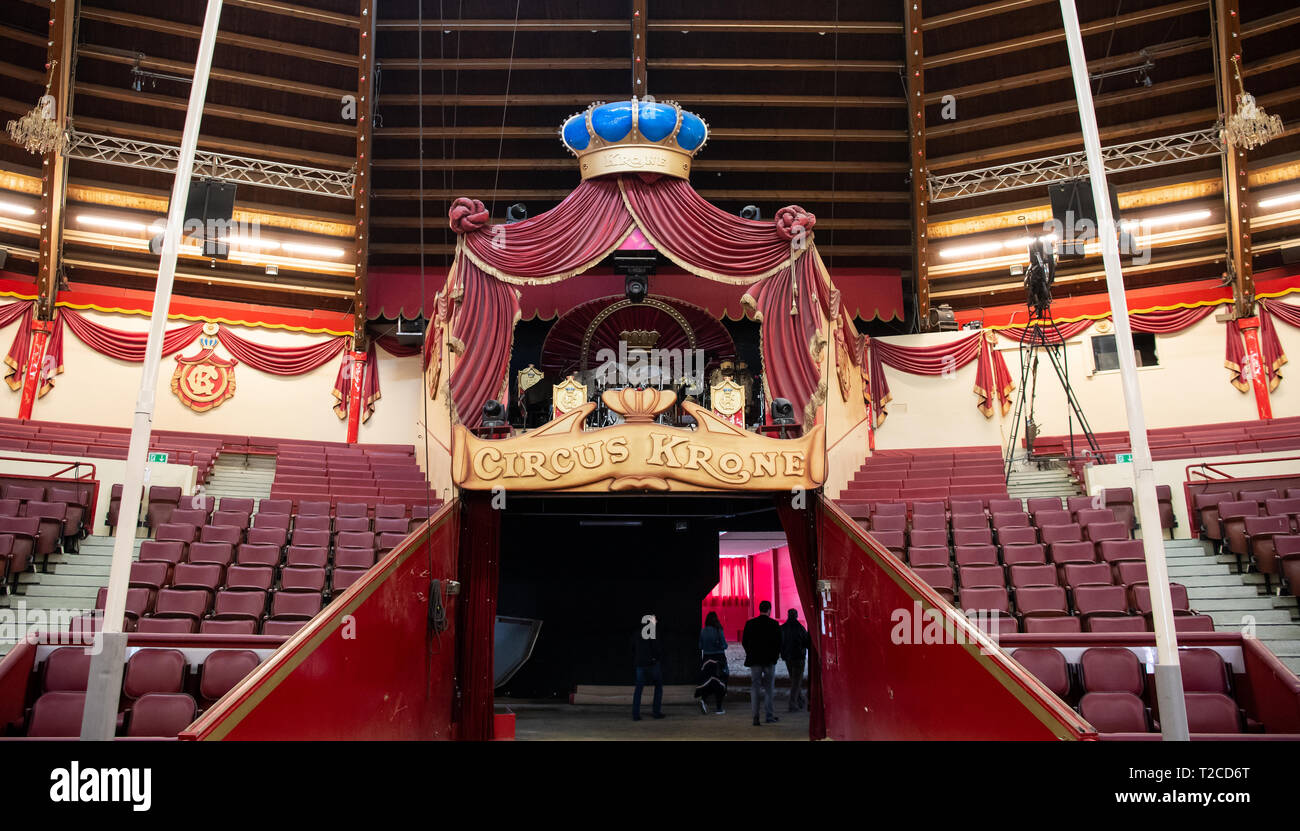 29 March 2019, Bavaria, München: The ring in the Kronebau. The Kronebau ...