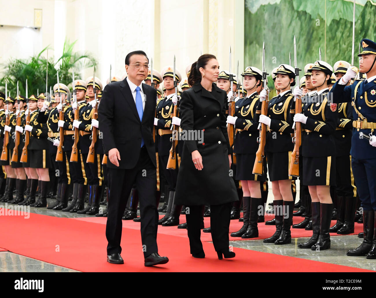 Beijing, China. 1st Apr, 2019. Chinese Premier Li Keqiang holds a ...