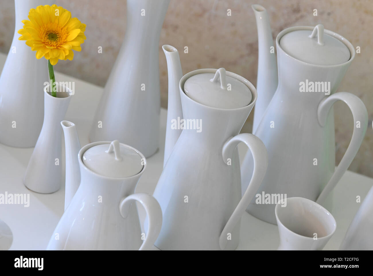 Kahla, Germany. 01st Apr, 2019. The porcelain service "2000" by Raymond ...