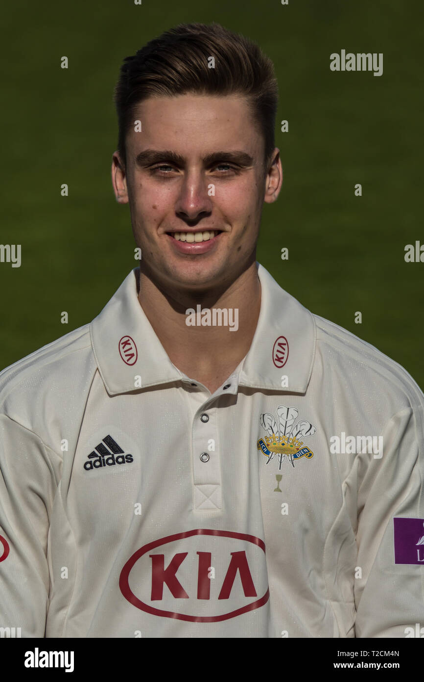 London, UK.1 April, 2019. Will Jacks poses for the individual head ...