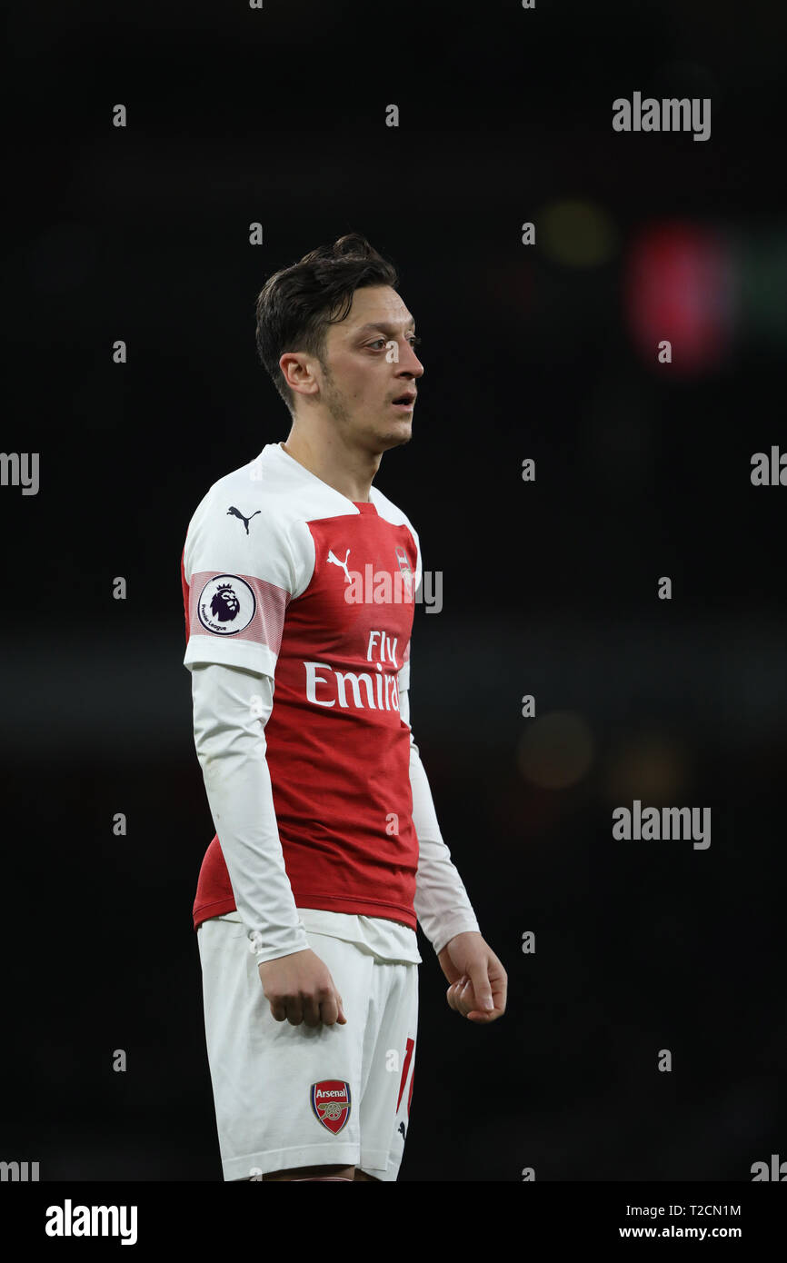 London, UK. 01st Apr, 2019. Mesut Ozil (A) at the Arsenal v Newcastle ...