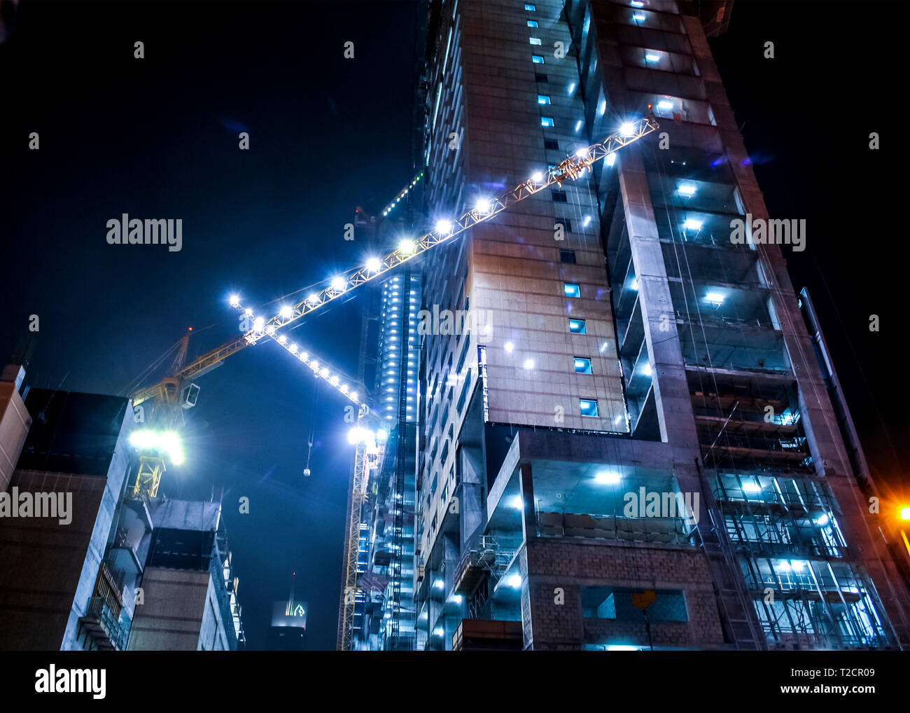 Construction site at night in Dubai, UAE Stock Photo - Alamy