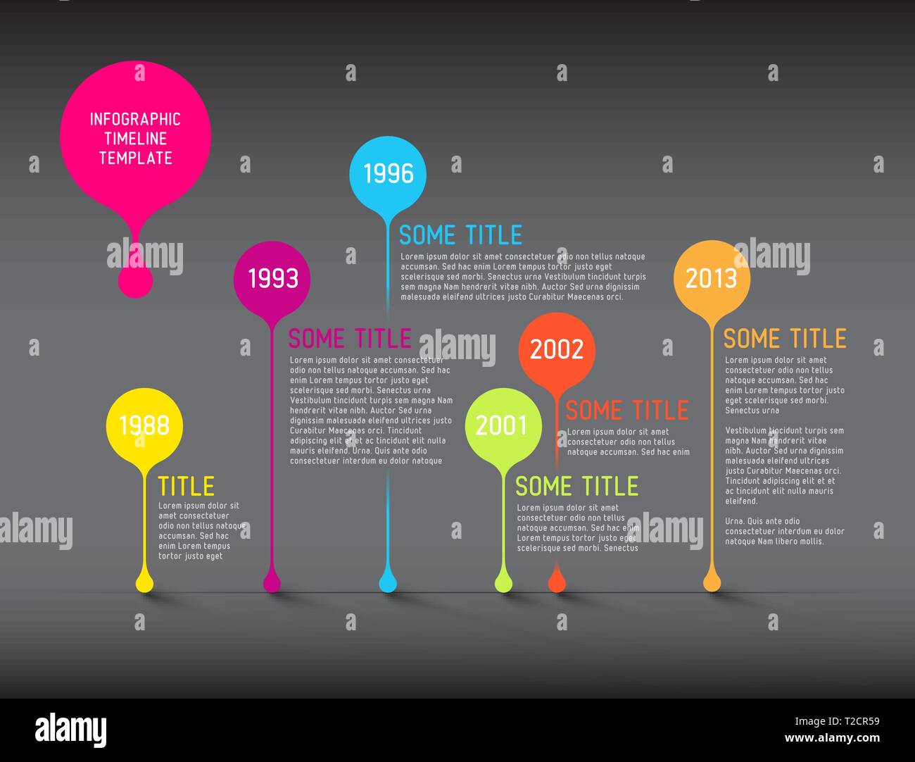 Dark Vector Infographic timeline report template with bubbles Stock ...