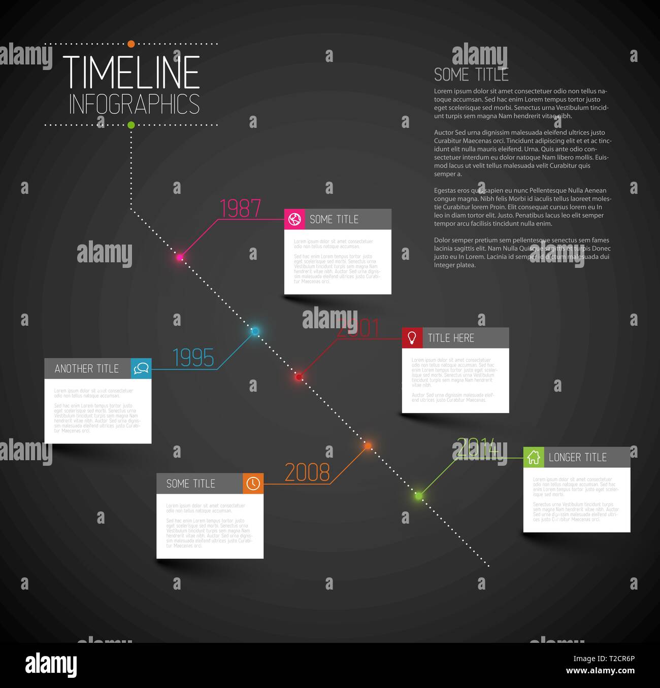 Vector Infographic dark diagonal timeline report template with icons ...