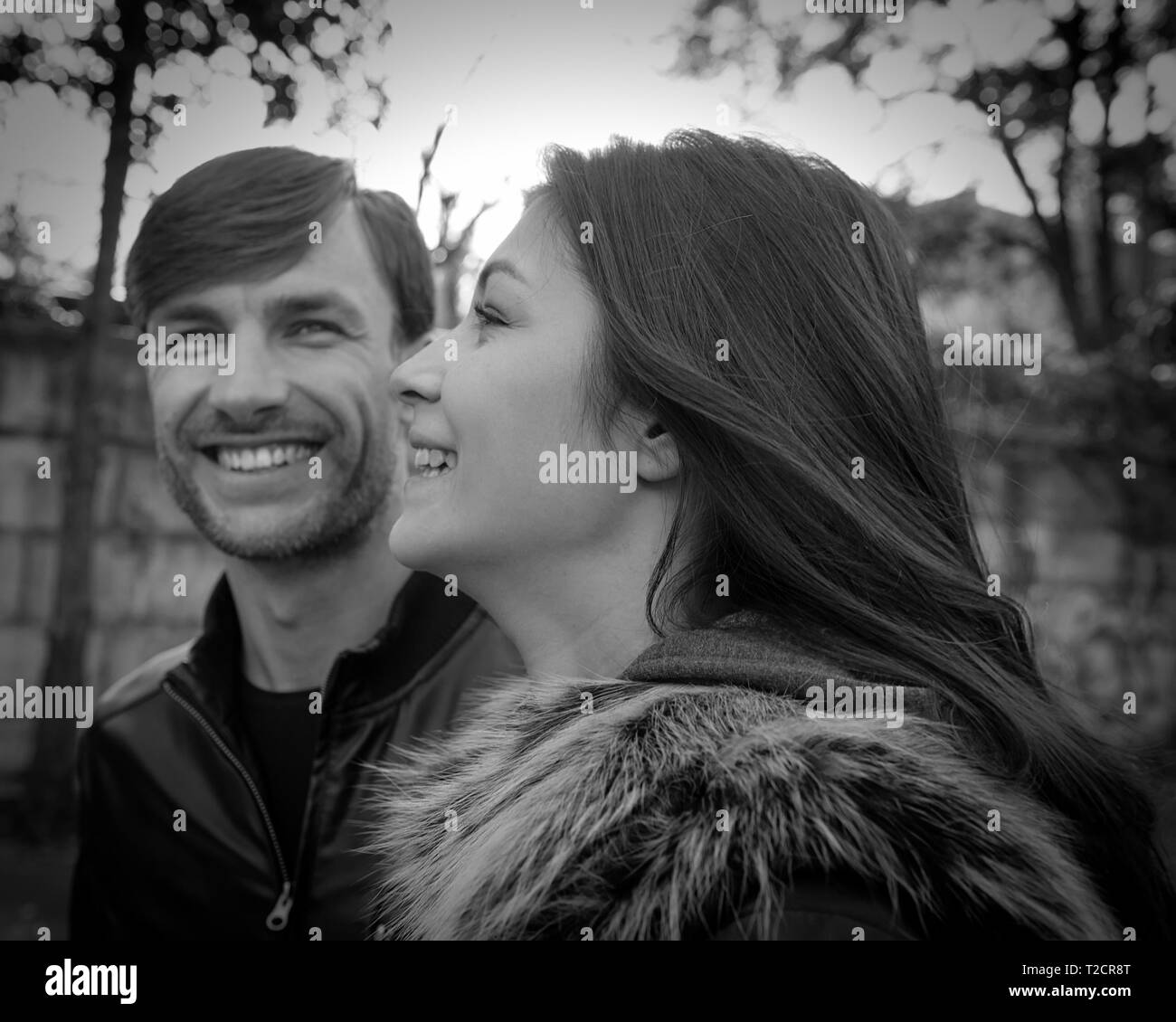Couple date night outdoors Black and White Stock Photos & Images - Alamy