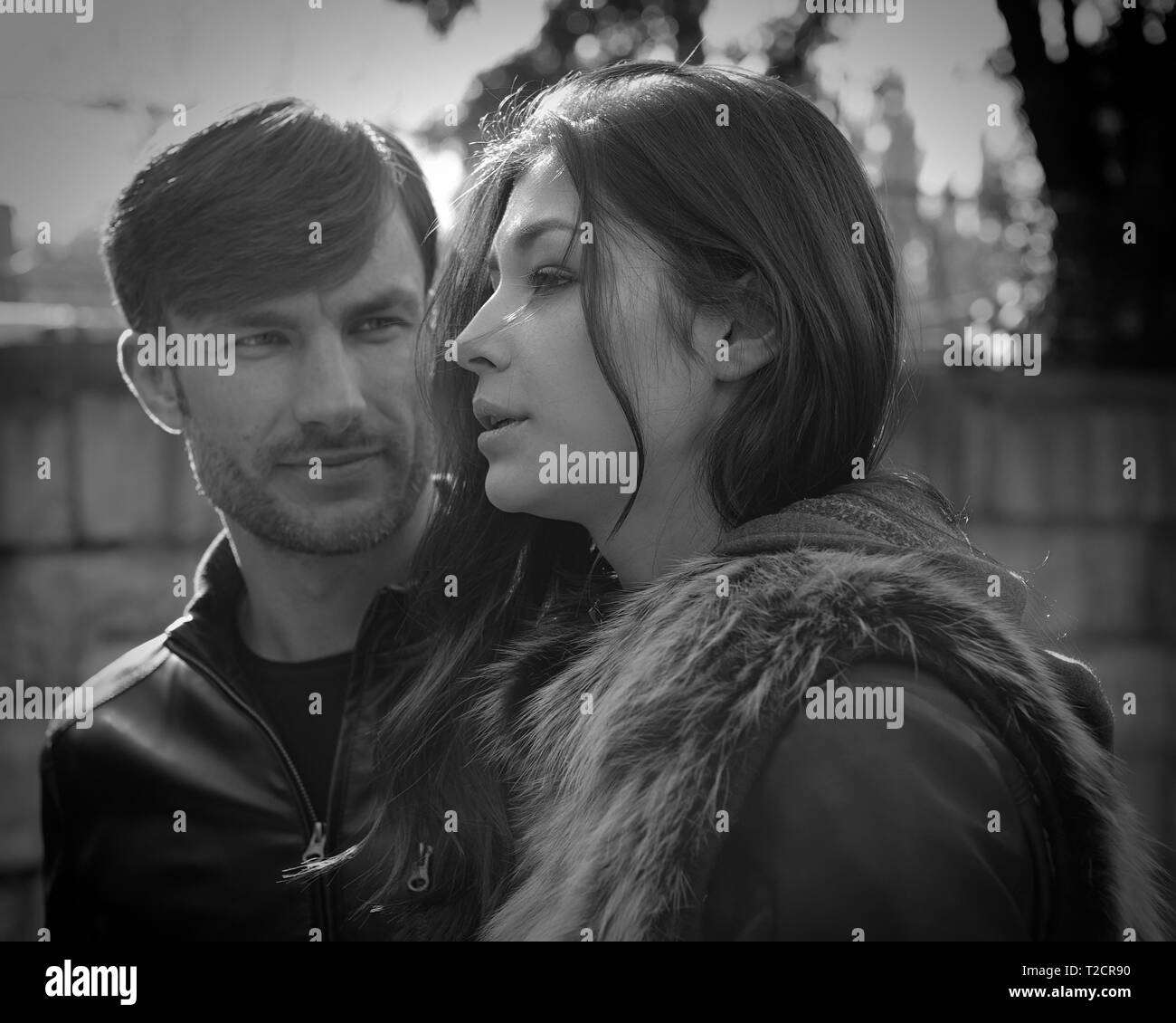 Couple walking street night Black and White Stock Photos & Images - Alamy