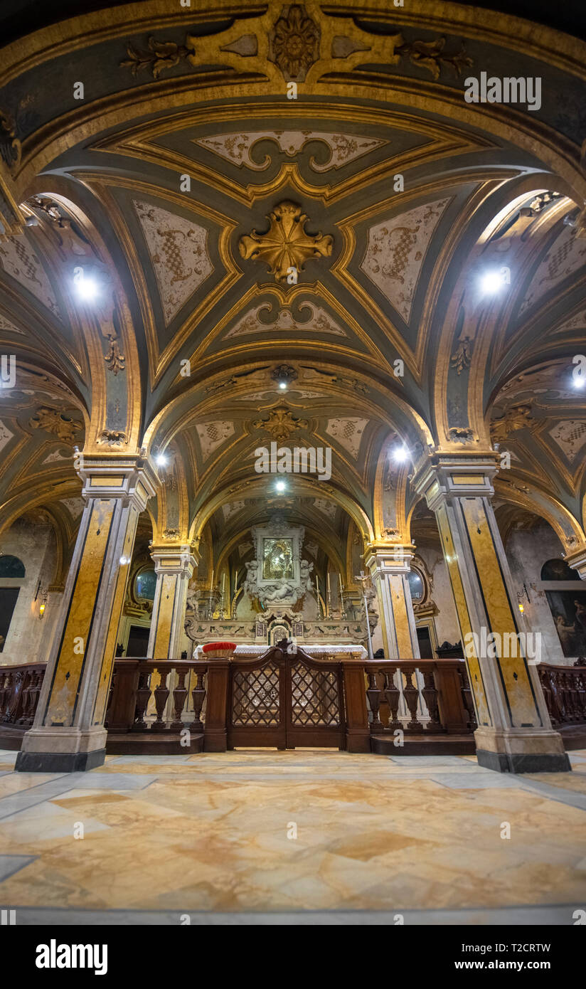 Bari, Puglia, Italy - interior of the crypt at Cathedral of Bari ...
