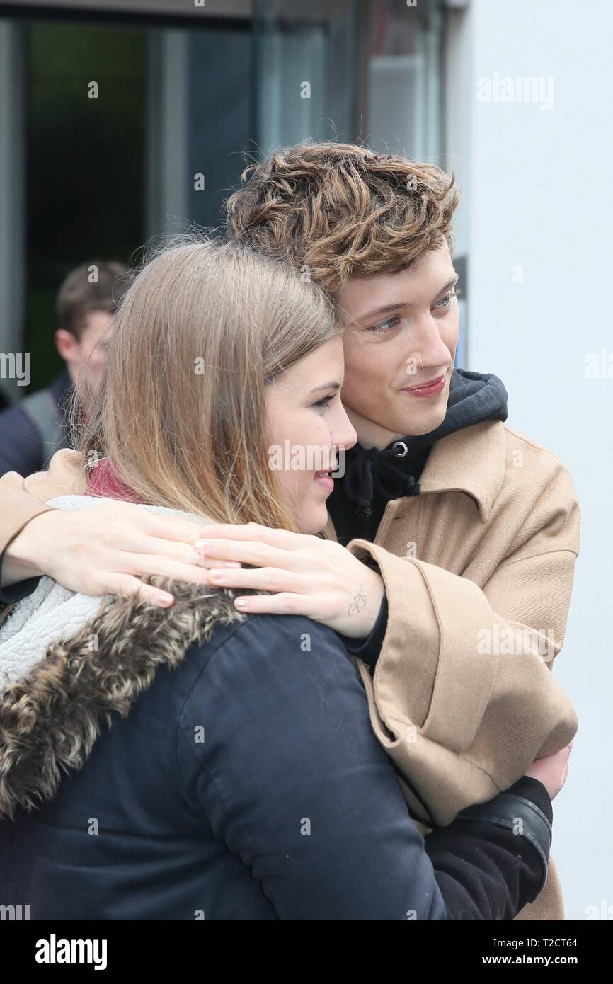 Troye Silvan seen at Global studios for radio interviews and to meet ...
