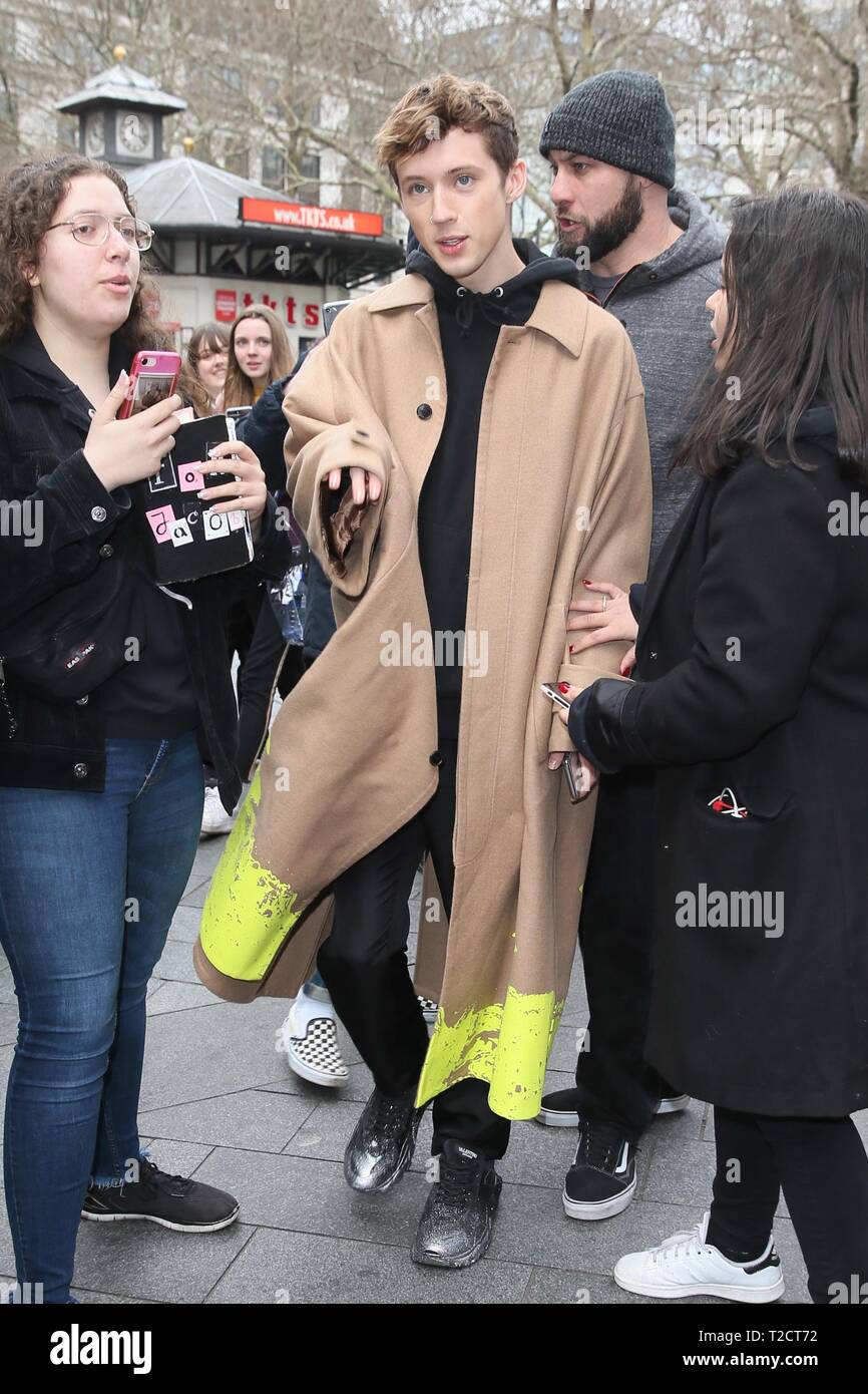 Troye Silvan seen at Global studios for radio interviews and to meet ...