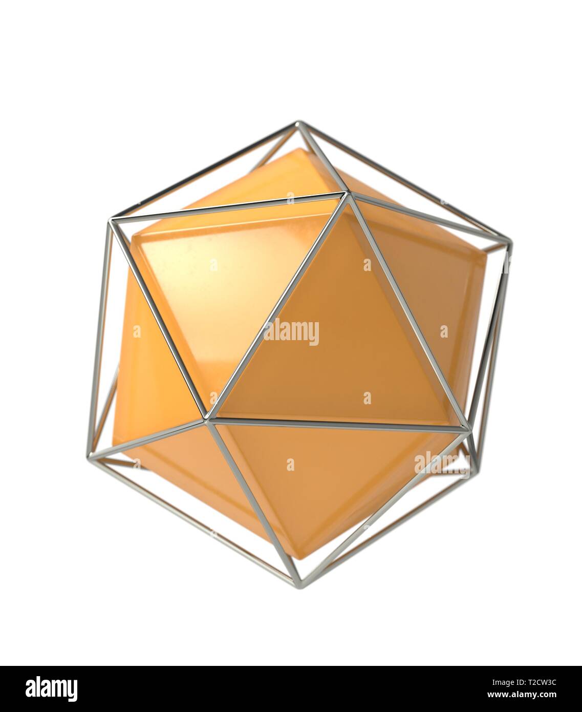 Icosahedron 3d geometric volume solid shape in wireframe metal jail, 3d ...
