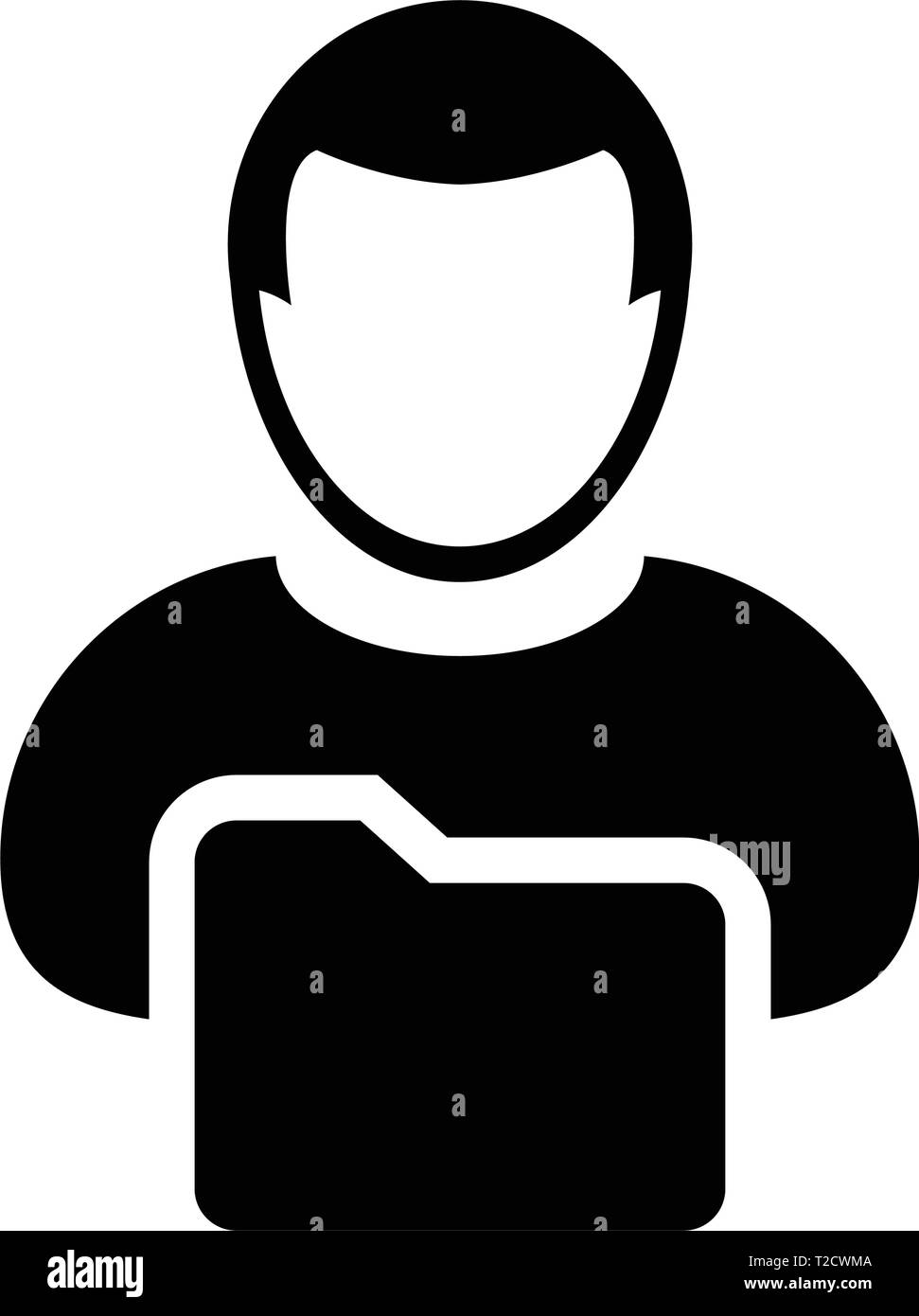 Folder icon vector with male person profile avatar symbol for ...