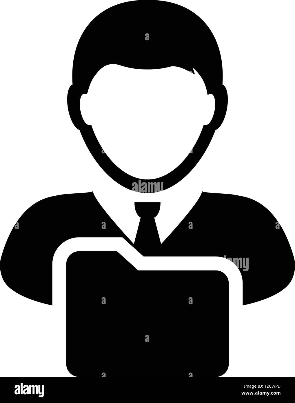 Data icon vector with male person profile avatar folder symbol for ...