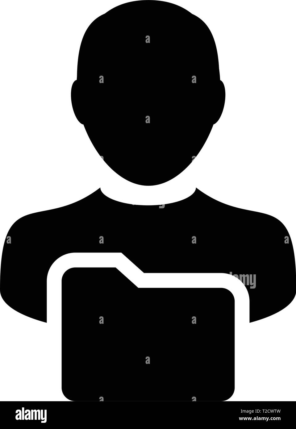 Document icon vector with male person profile avatar folder symbol for ...