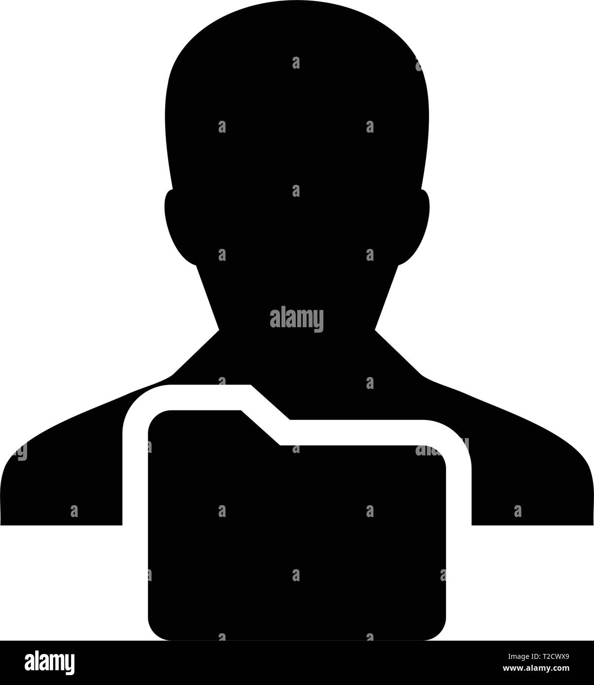 Project icon vector with male person profile avatar folder symbol for ...