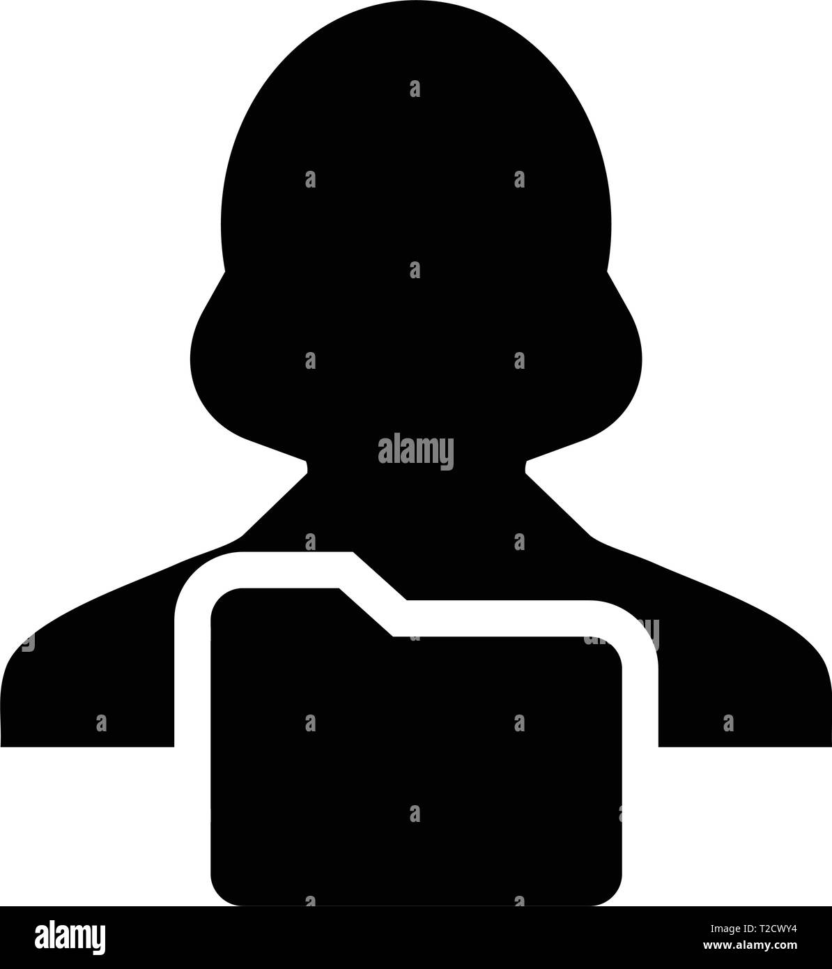 Data icon vector with female person profile avatar folder symbol for ...