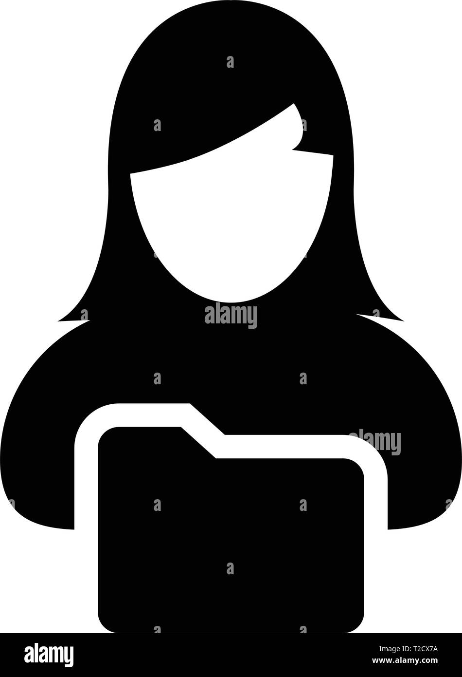 Document icon vector with female person profile avatar folder symbol ...