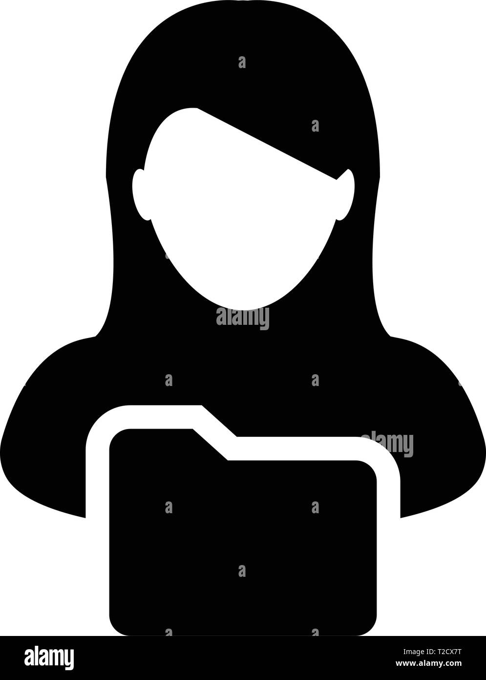 File icon vector with female person profile avatar folder symbol for ...