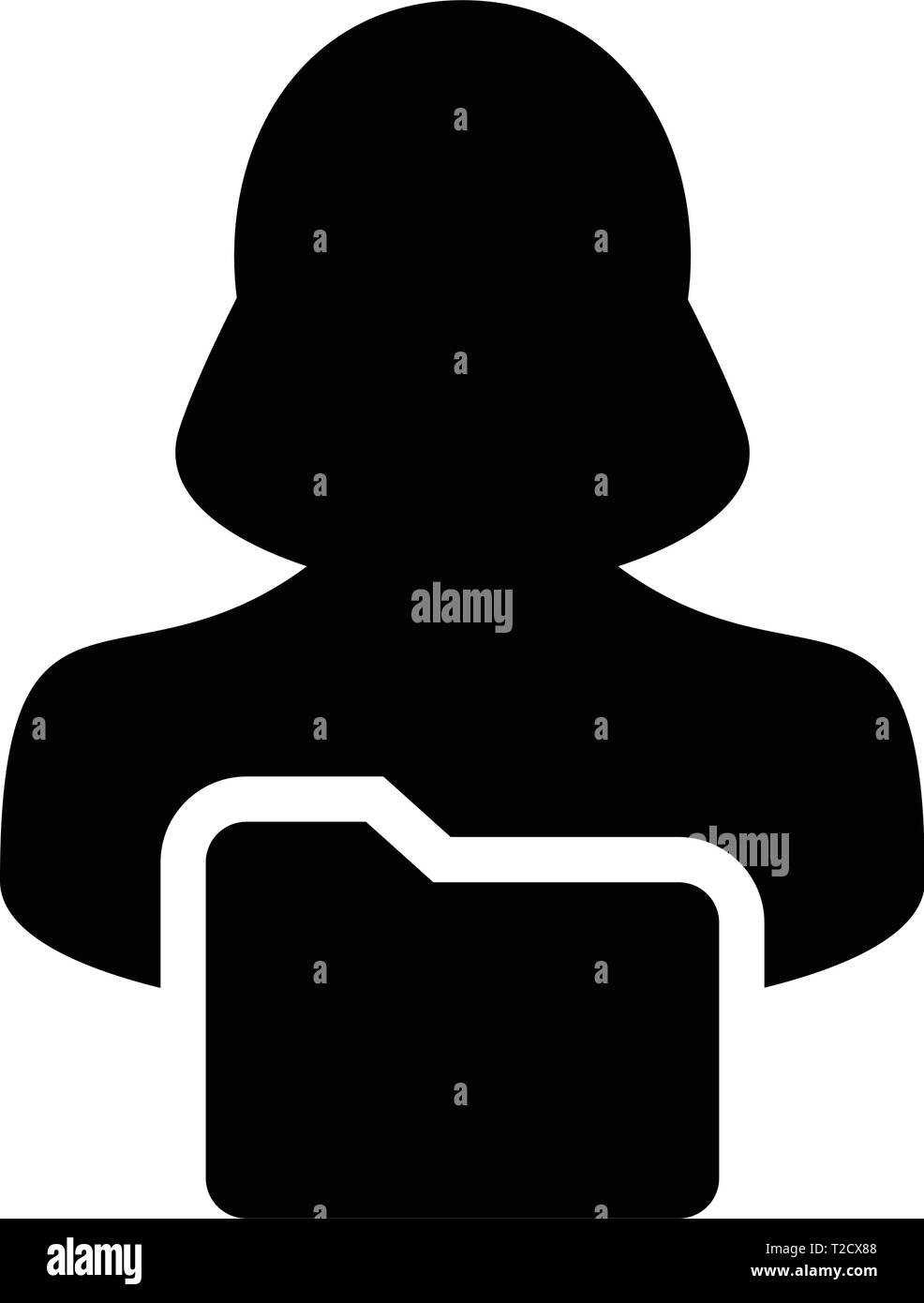 Project icon vector with female person profile avatar folder symbol for ...