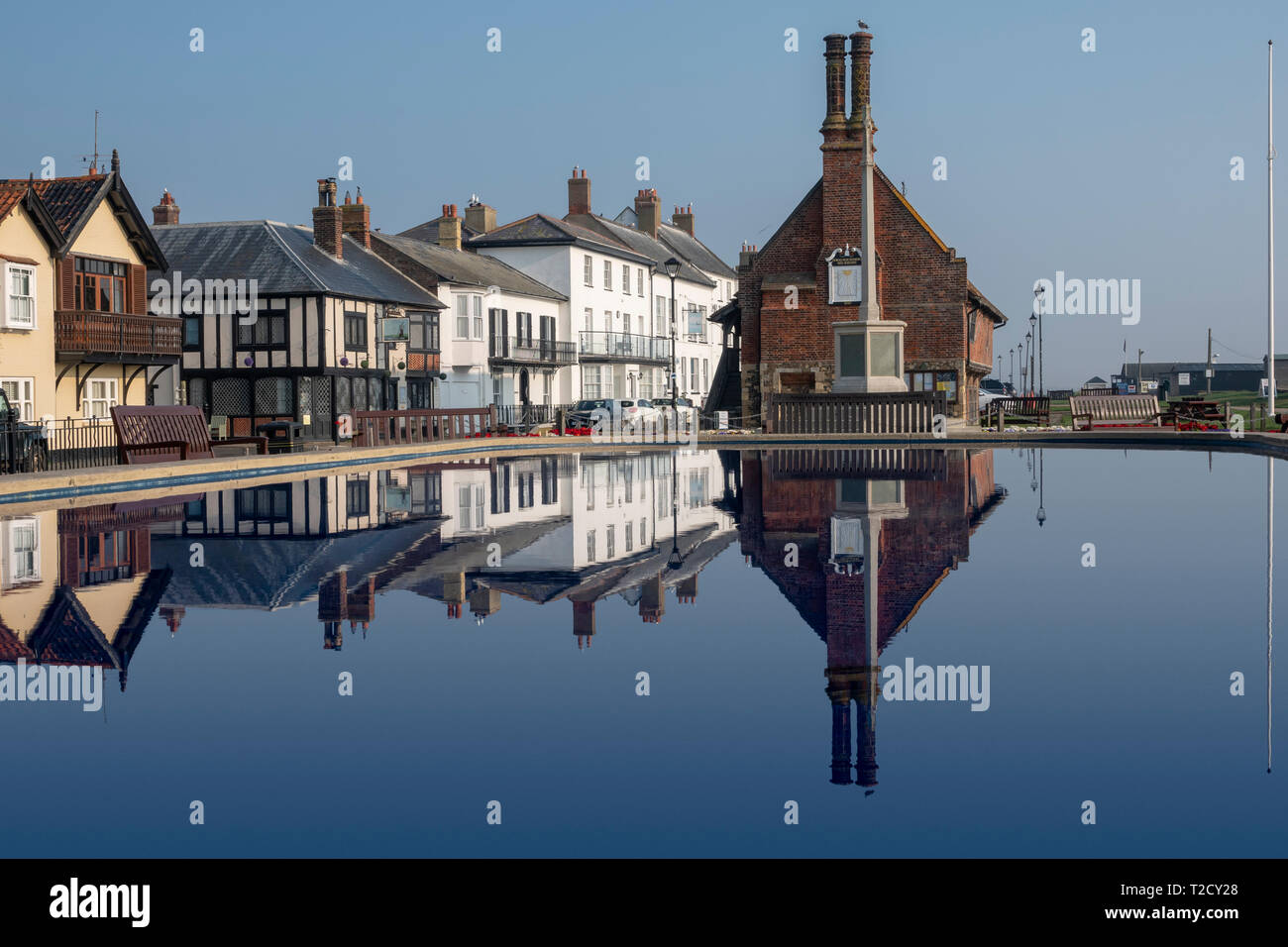 Boating pond with Moot Hall in background, Aldeburgh Suffolk Stock ...