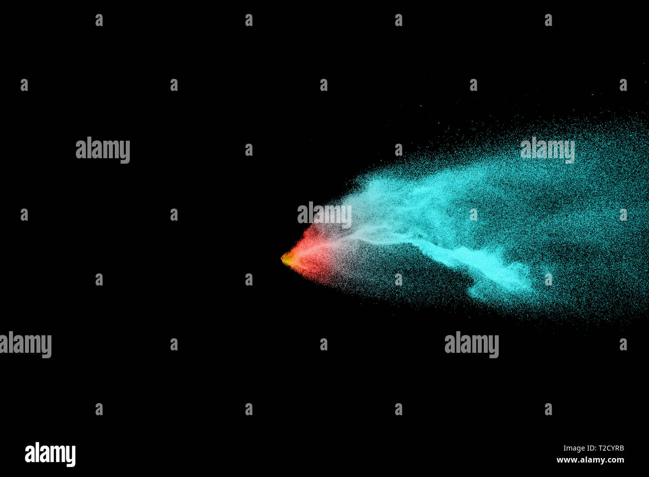 Green red color powder explosion cloud on black background.Green red ...