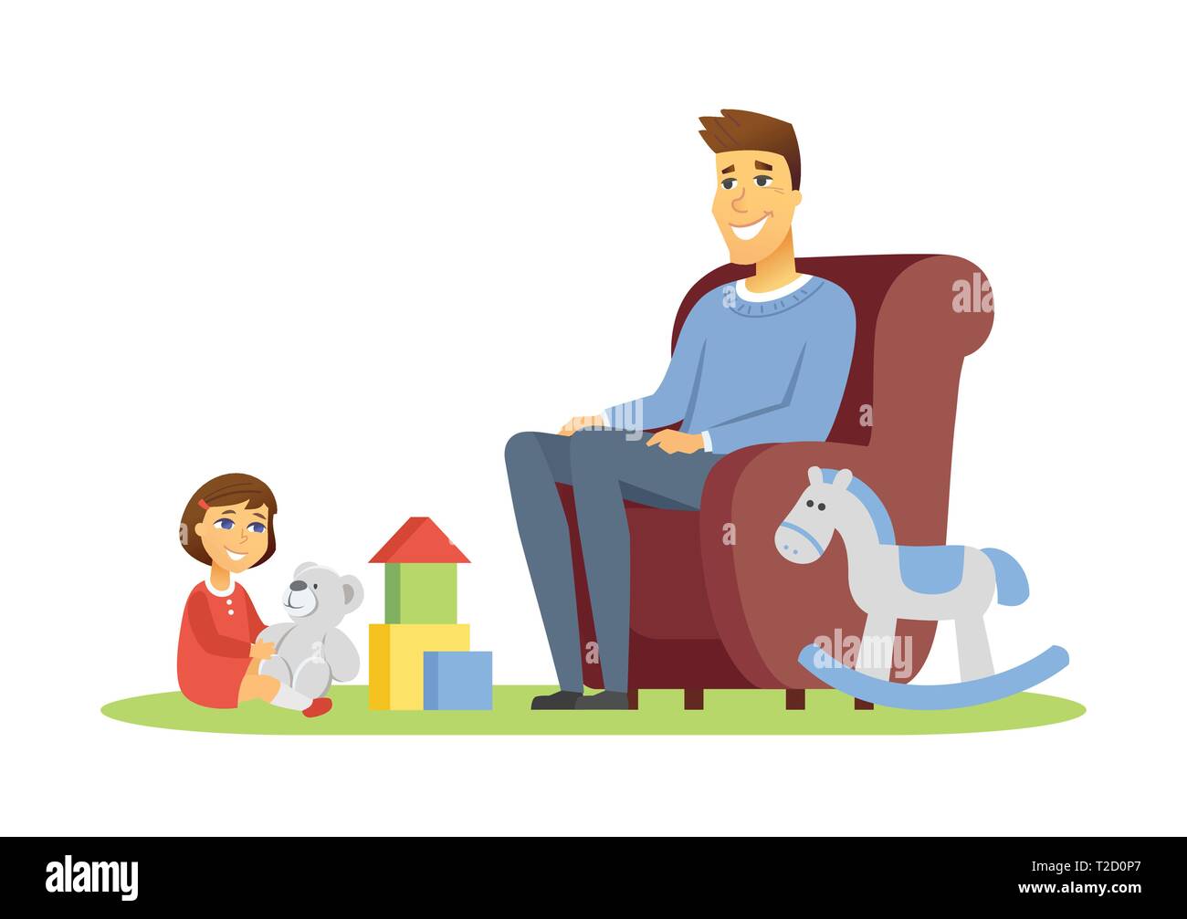 Father and daughter - cartoon people characters illustration on white ...