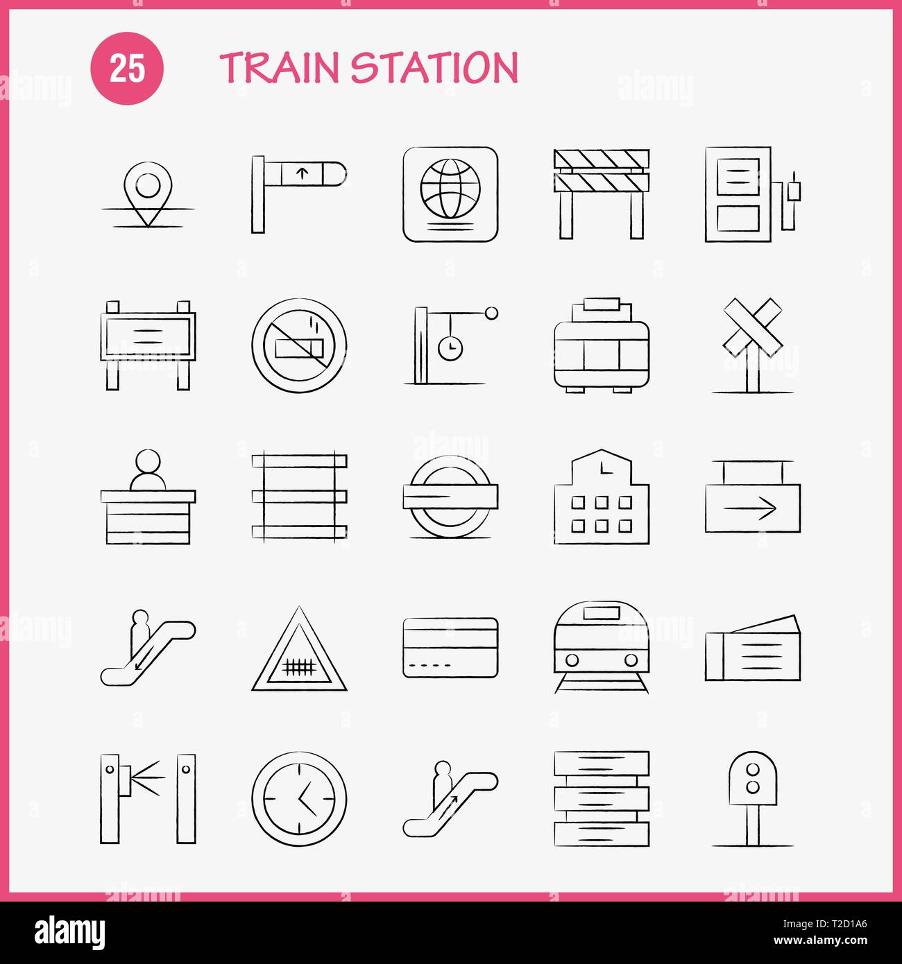 Railway station escalator Stock Vector Images - Alamy