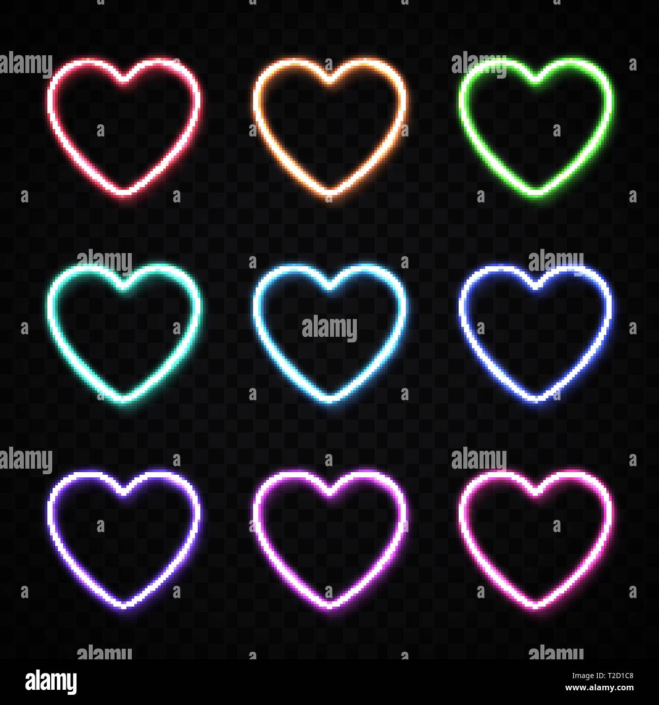 Neon Colored Hearts Background