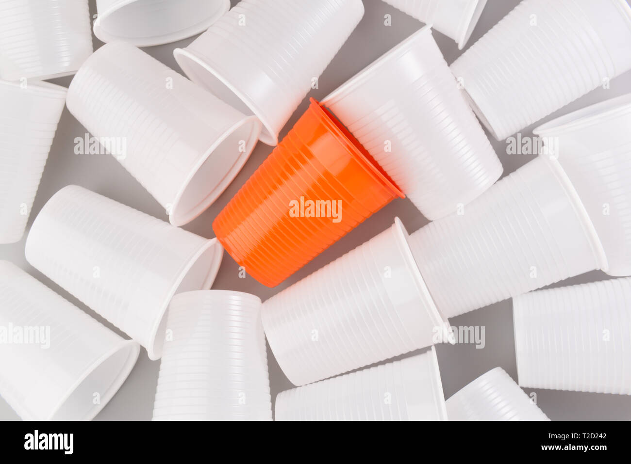 Disposable plastic cups isolated on white background Stock Photo - Alamy