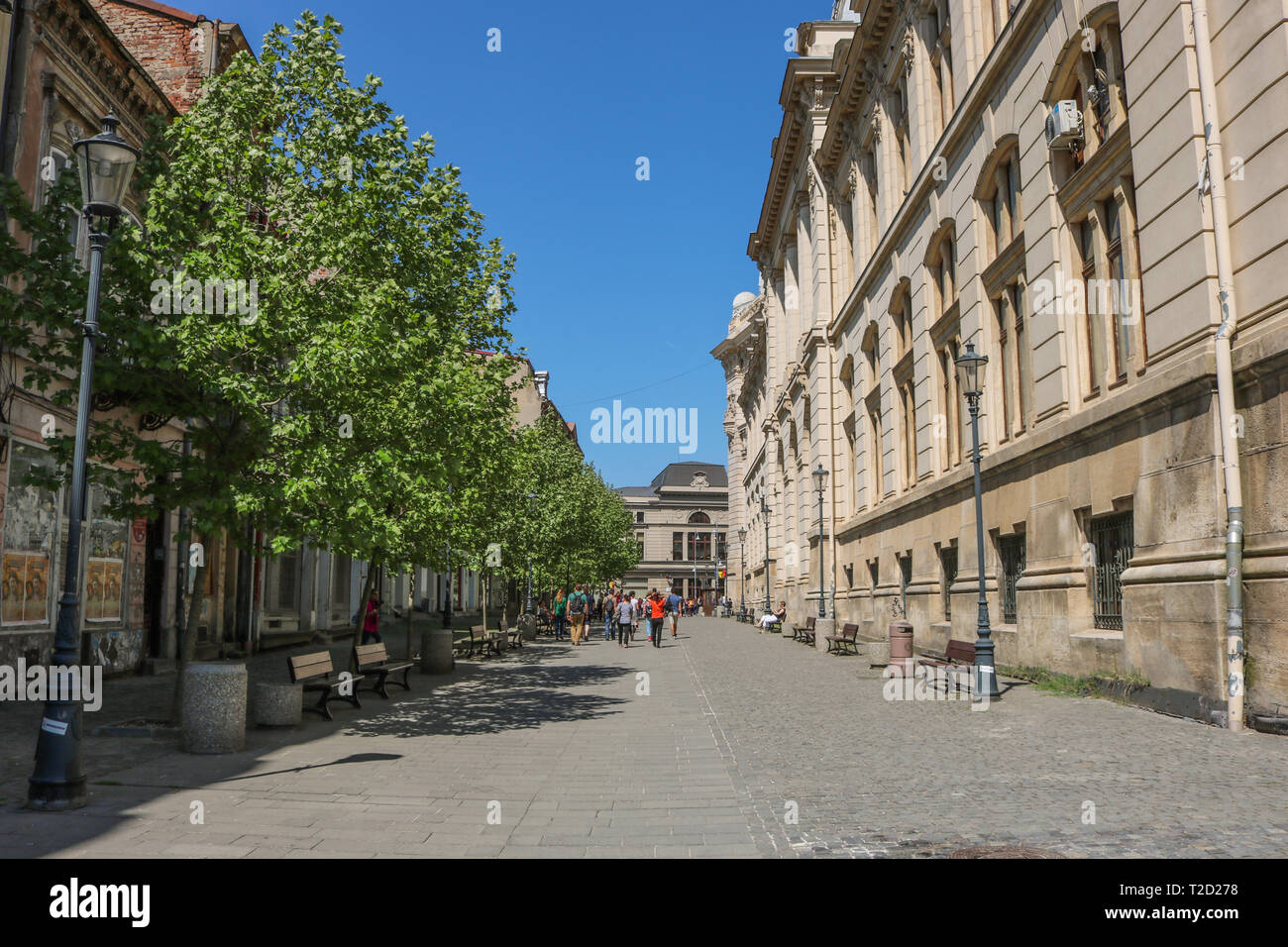 Street in Bucharest in April 2018. Central area Stock Photo - Alamy