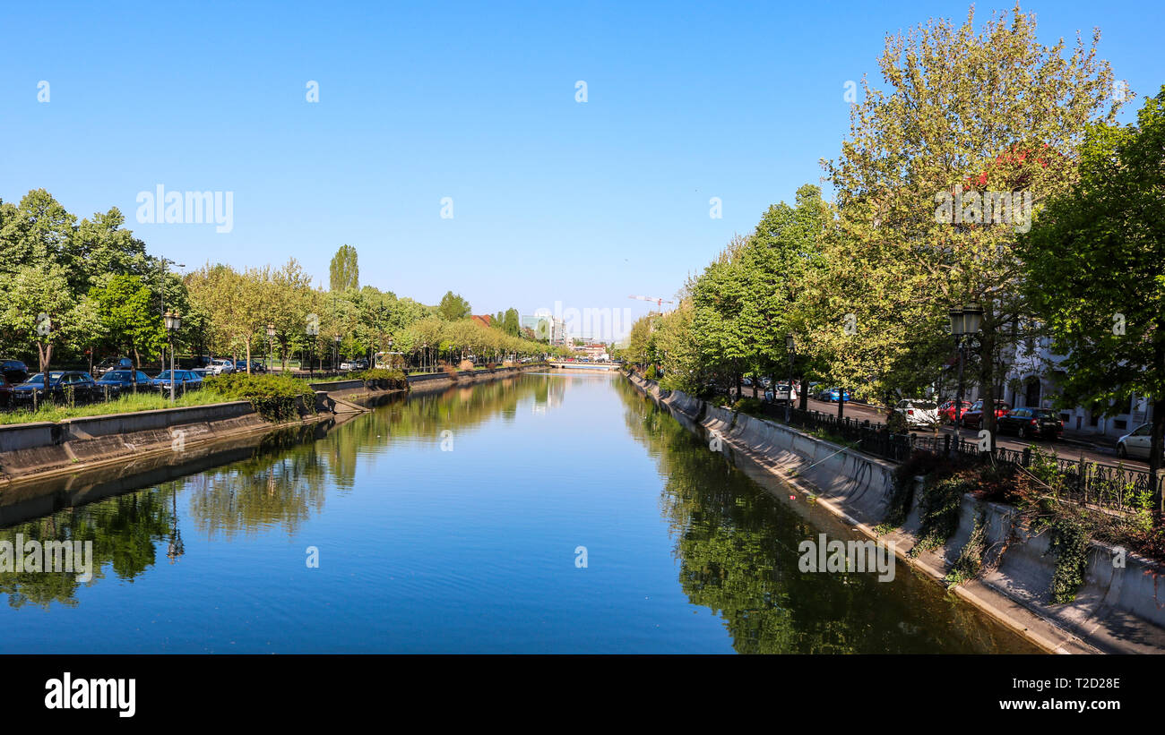 Dâmbovița River in Bucharest Romania. Taken from one of the bridges ...