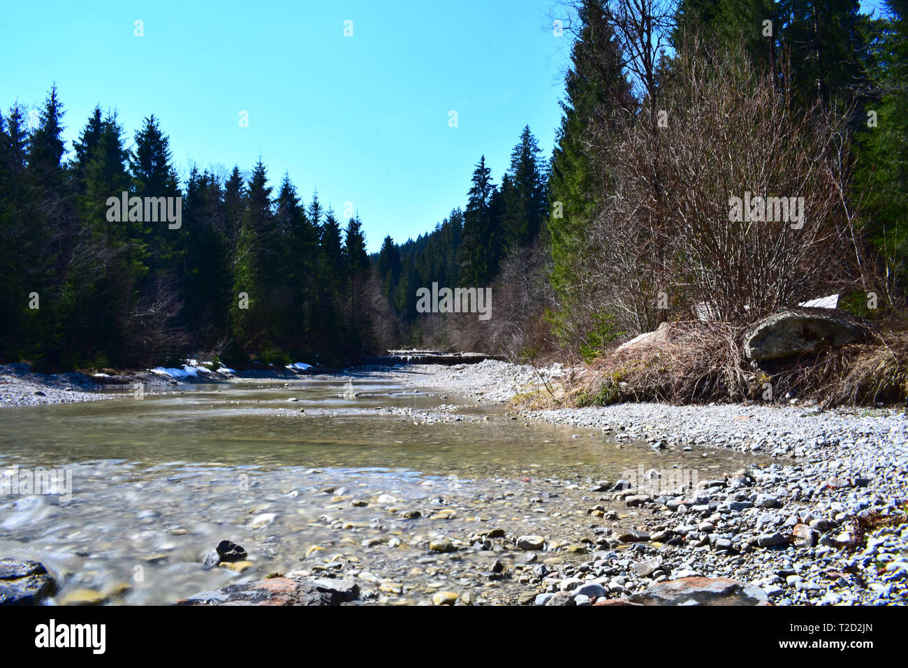 Photo of a river and a waterfall in the bavarian alps Stock Photo - Alamy