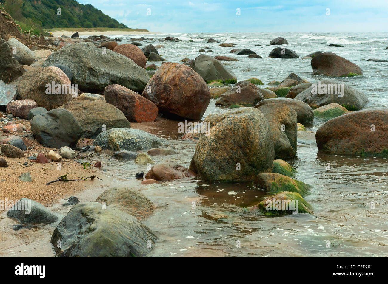 stone ridge on the coast, a mound of huge boulders Stock Photo - Alamy