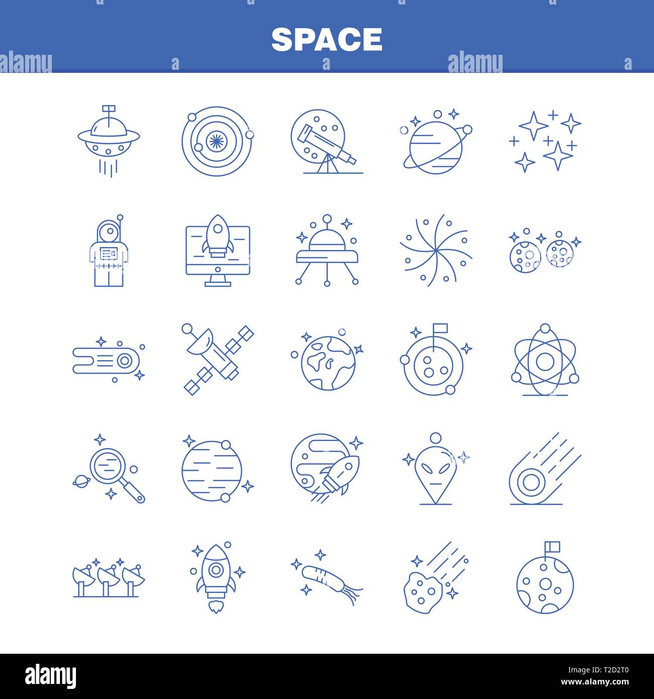 Space Line Icons Set For Infographics, Mobile UX/UI Kit And Print ...