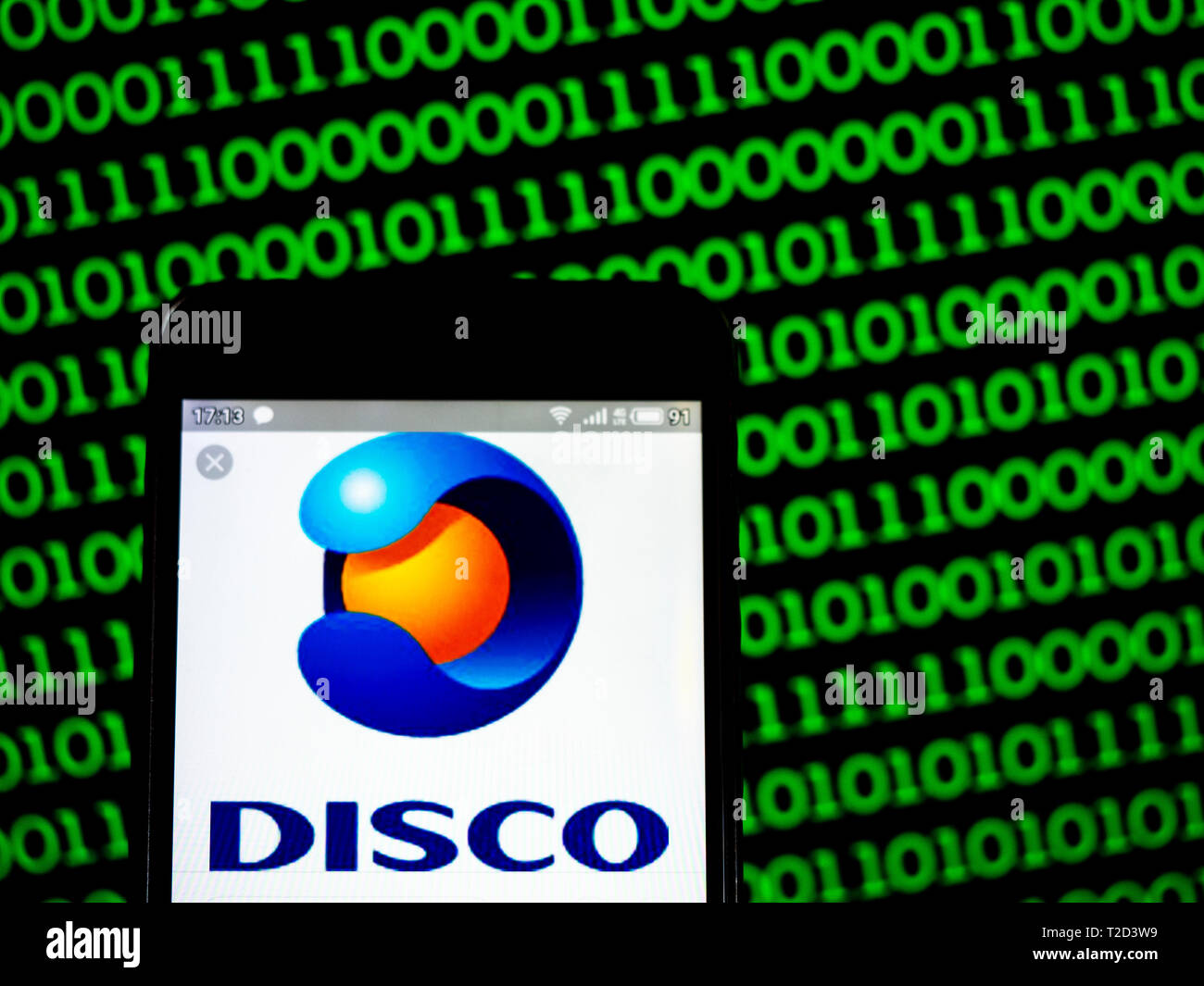 In this photo illustration a DISCO Corporation logo seen displayed on a ...