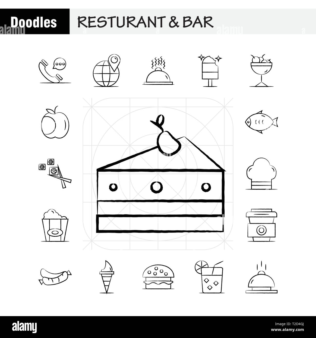 Restaurant And Bar Hand Drawn Icon for Web, Print and Mobile UX/UI Kit ...