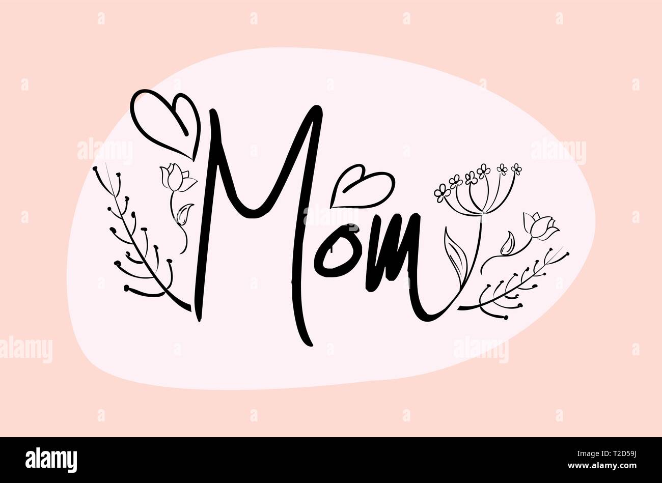 happy mothers day calligraphy mom flower vector illustration Stock ...