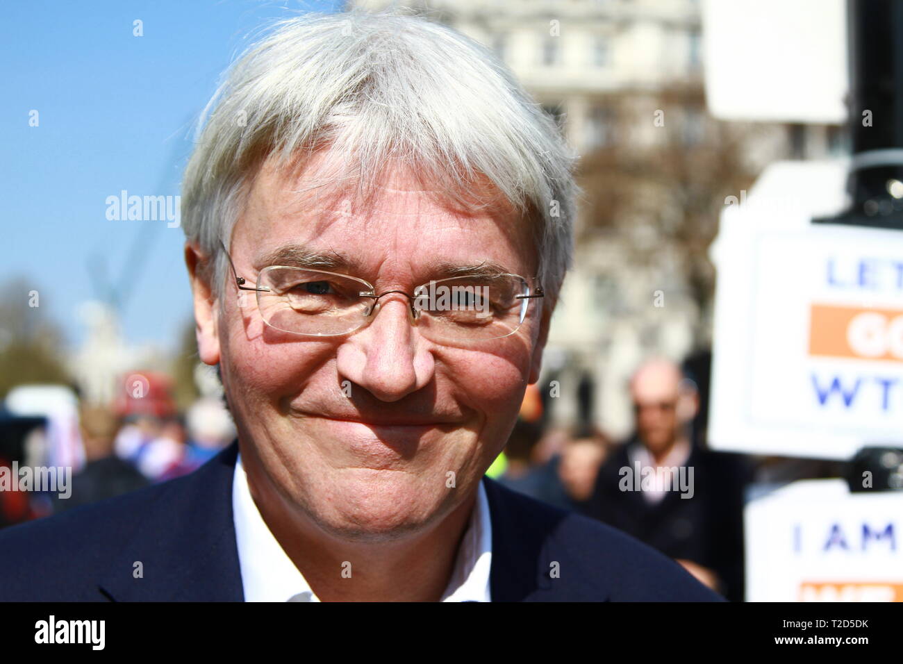 ANDREW MITCHELL MP IN PARLIAMENT SQUARE, WESTMINSTER, UK ON 1ST APRIL ...