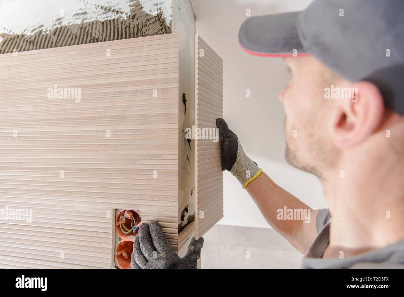 Modern Bathroom Ceramic Tiles Installation by Professional Caucasian ...