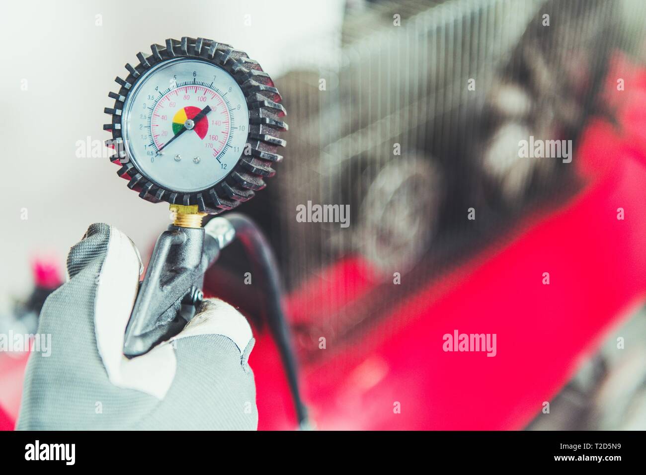 Air Pressure Check. Using Air Compressor Equipment Stock Photo - Alamy