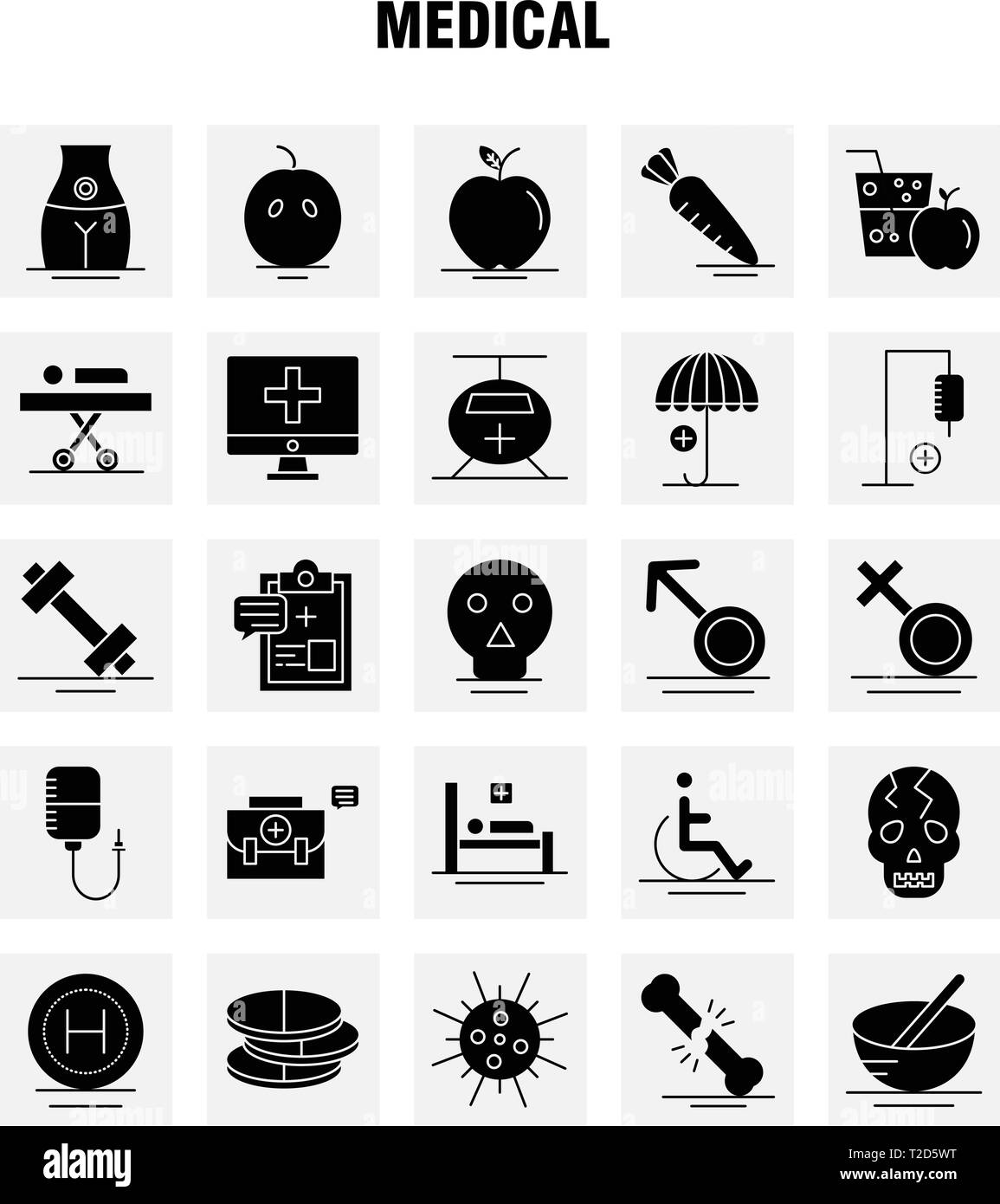 Medical Solid Glyph Icons Set For Infographics, Mobile UX/UI Kit And ...
