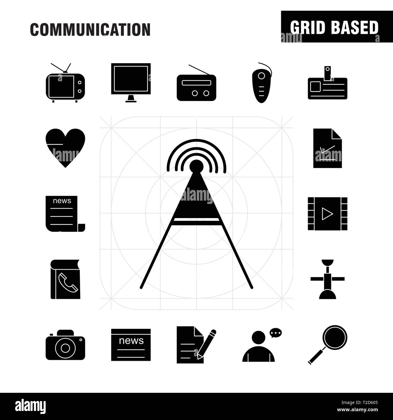 Communication Solid Glyph Icons Set For Infographics, Mobile UX/UI Kit ...