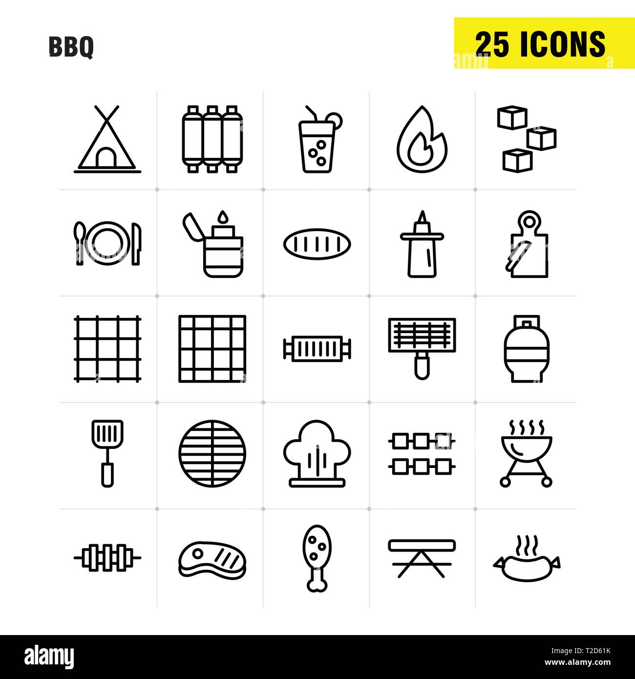 Bbq Line Icon Pack For Designers And Developers. Icons Of Barbecue, Bbq ...