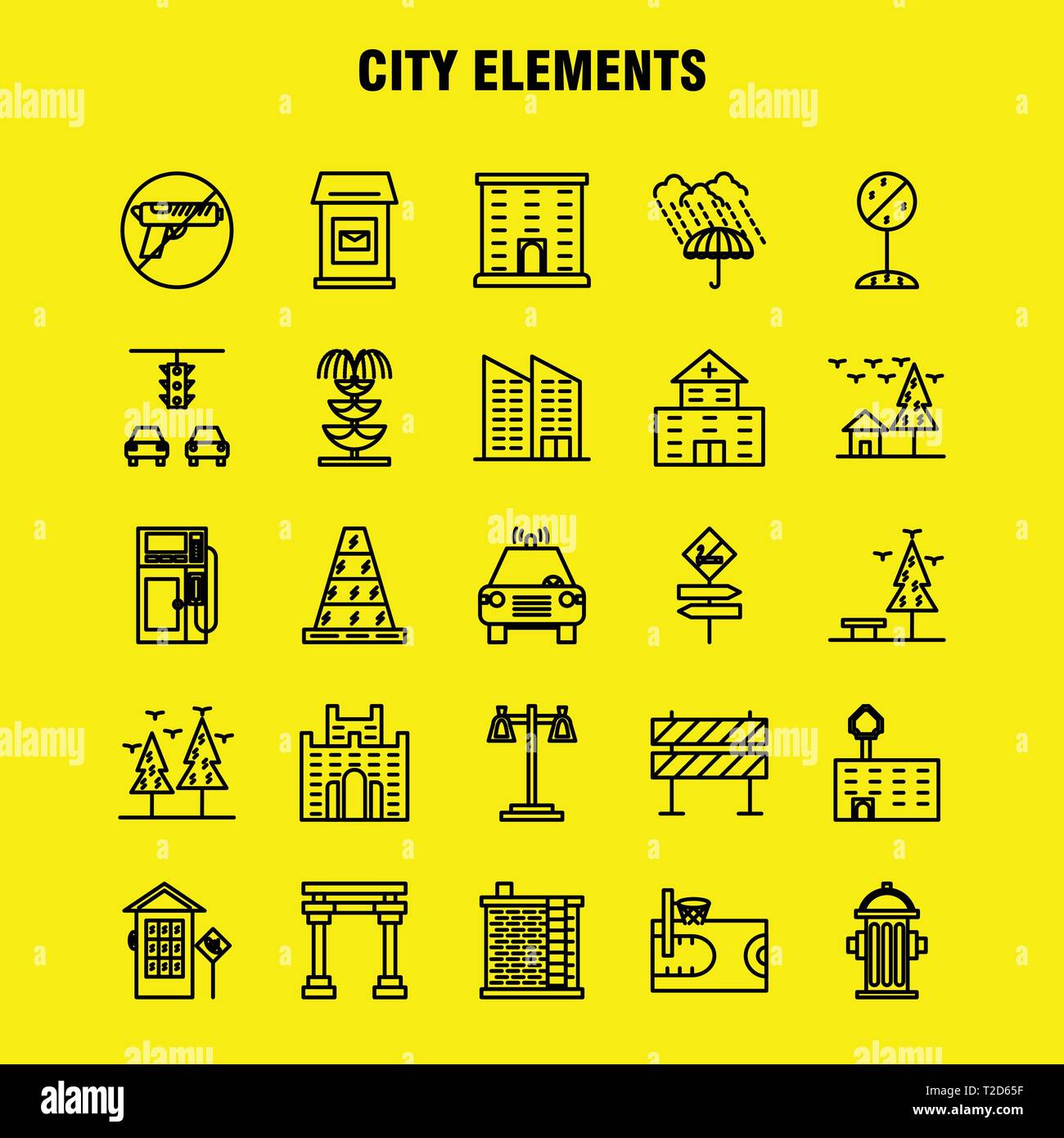City Elements Line Icons Set For Infographics, Mobile UX/UI Kit And ...