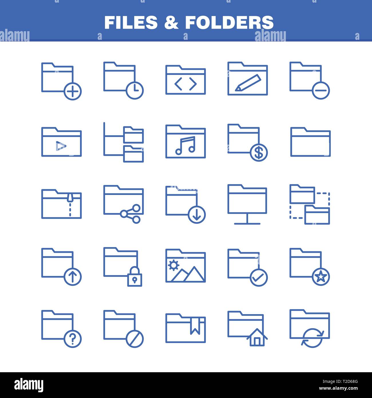 Files And Folders Line Icon Pack For Designers And Developers. Icons Of Connect, Folder, Network ...