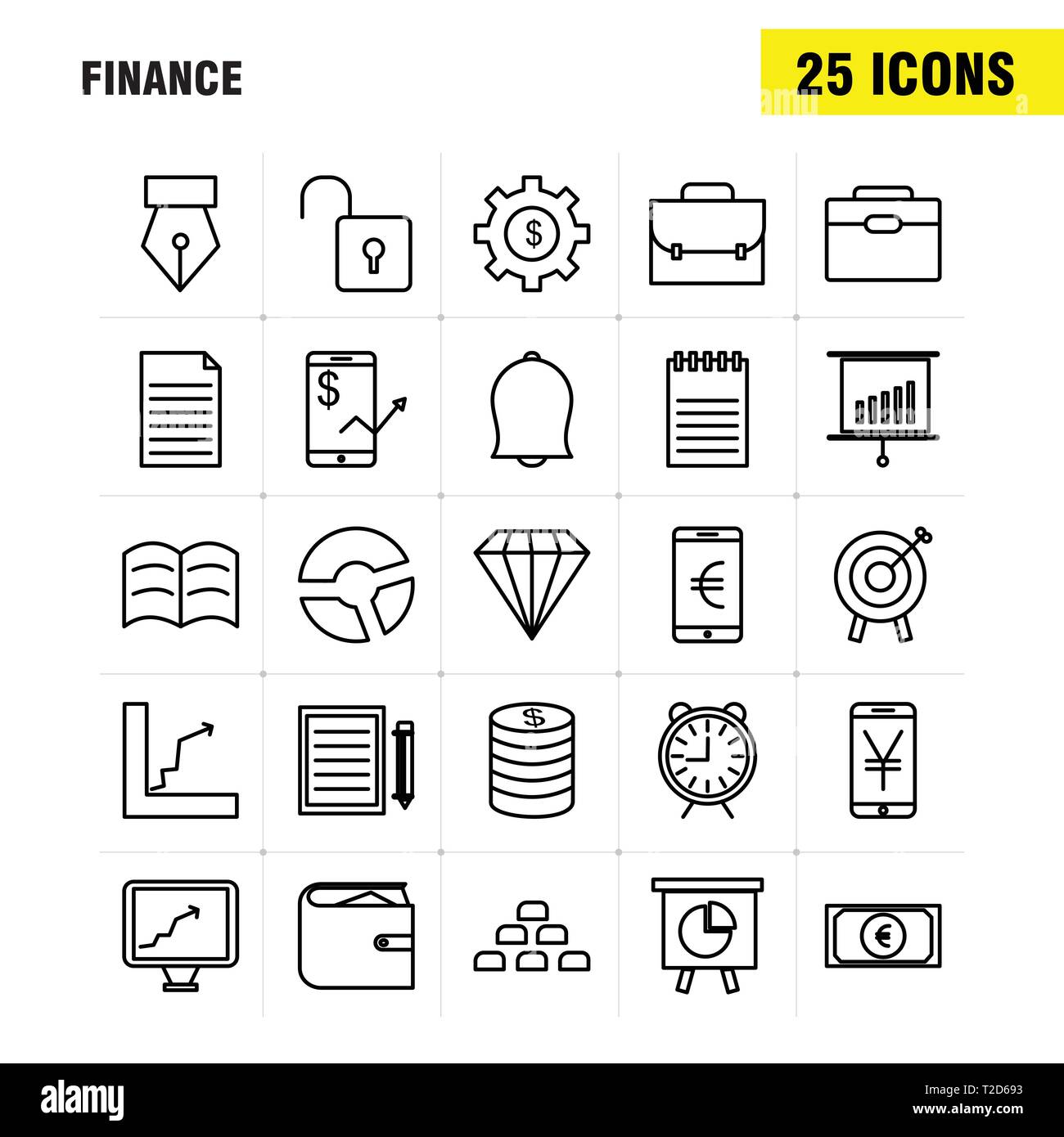 Finance Line Icons Set For Infographics, Mobile UX/UI Kit And Print ...