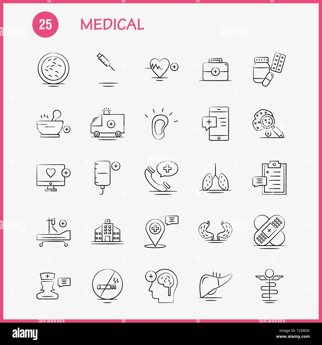 Medical Hand Drawn Icons Set For Infographics, Mobile UX/UI Kit And ...