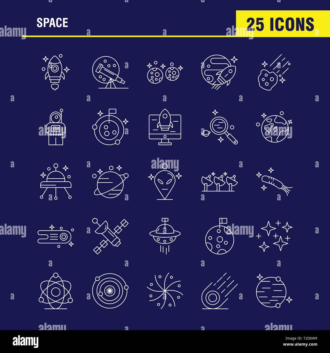 Space Line Icons Set For Infographics, Mobile UX/UI Kit And Print ...