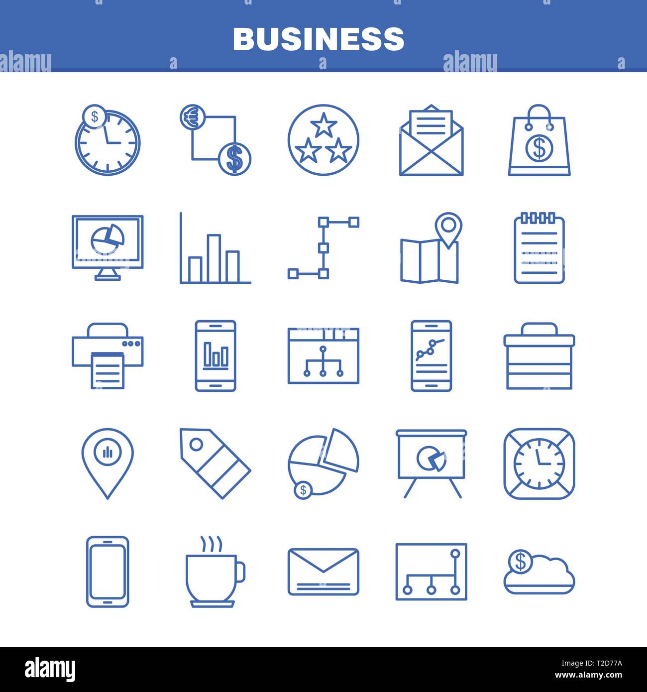 Business Line Icons Set For Infographics, Mobile UX/UI Kit And Print ...