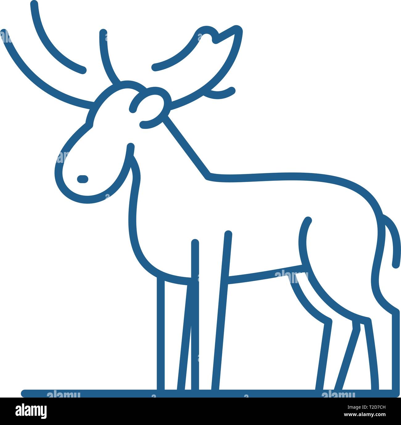 Moose line icon concept. Moose flat vector symbol, sign, outline ...